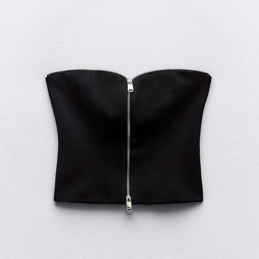 Zara Zipper Corset Top, Women's Fashion, Tops, Sleeveless on Carousell