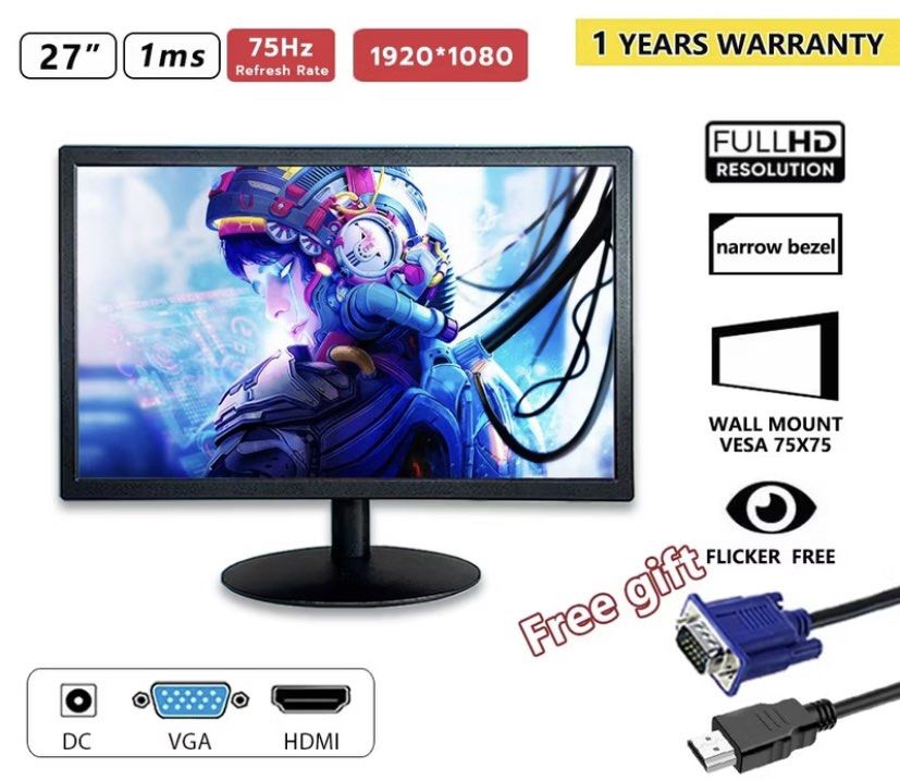 27 inch Monitor border 75HZ, Computers & Tech, Desktops on Carousell
