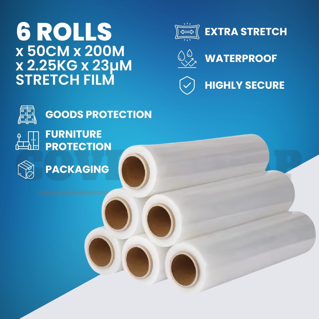 6 Rolls Pallet Wrap | Cling Wrap For Packing | Stretch Film | Shrink ...