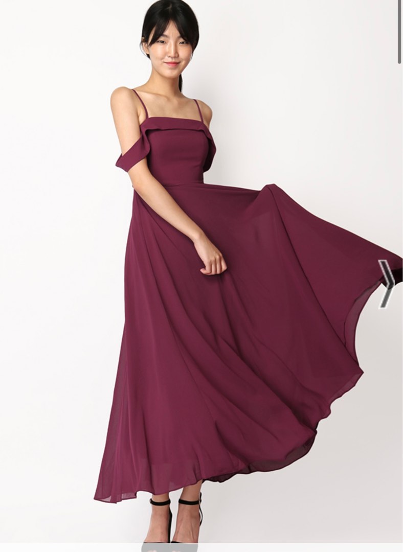 A for Arcade GISELLE DRAPE SHOULDER MAXI DRESS IN DARK ROSE, Women's ...
