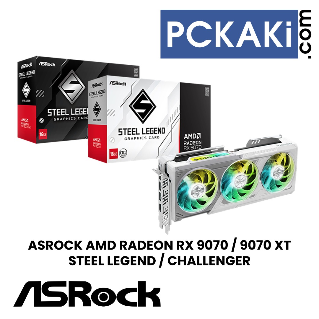 ASROCK AMD RADEON RX 9070 XT STEEL LEGEND DARK / WHITE GDDR6 GRAPHIC ...