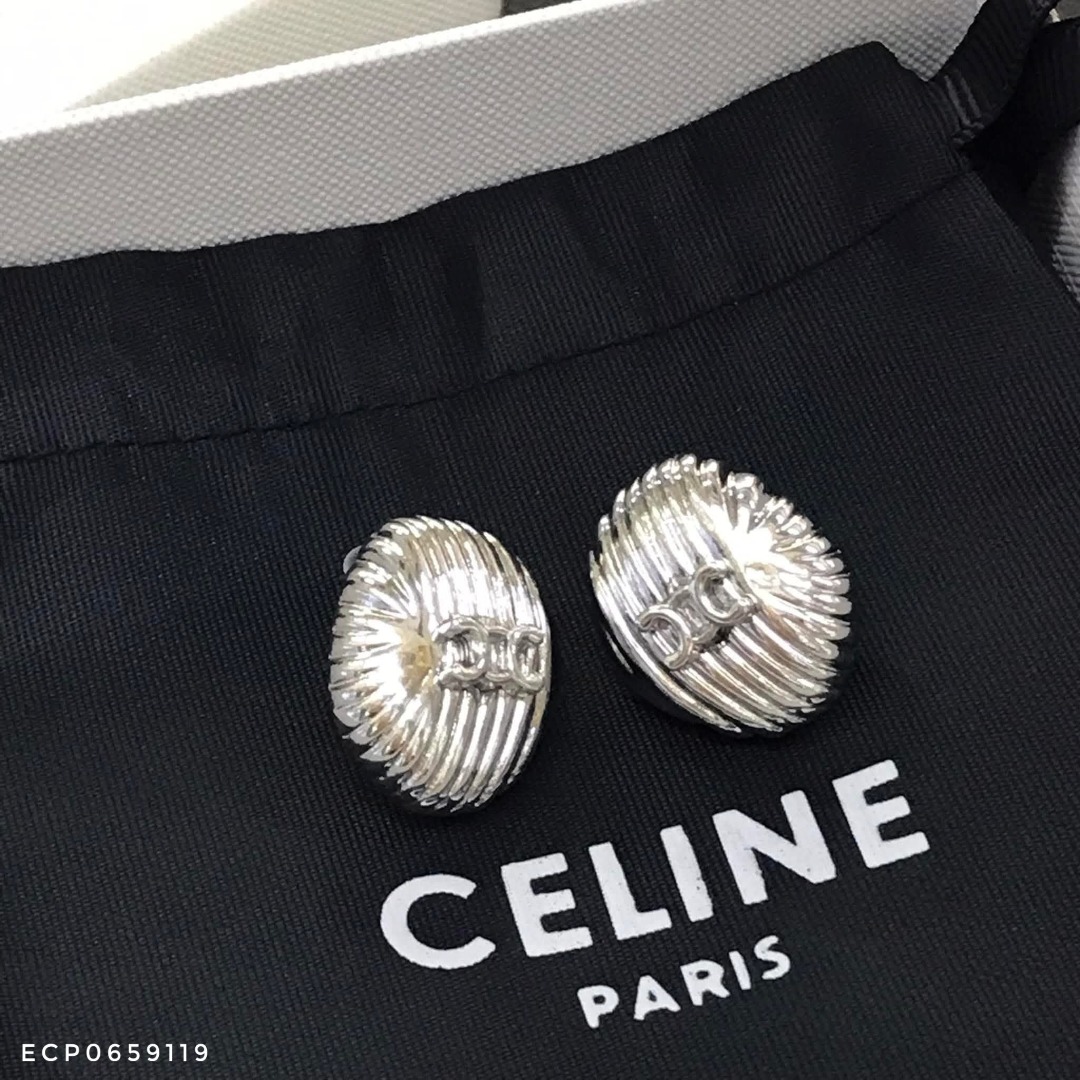 Celine Logo Geometric Stud Earrings/Copper Quality ecp06, Women's Fashion, Jewelry & Organizers ...