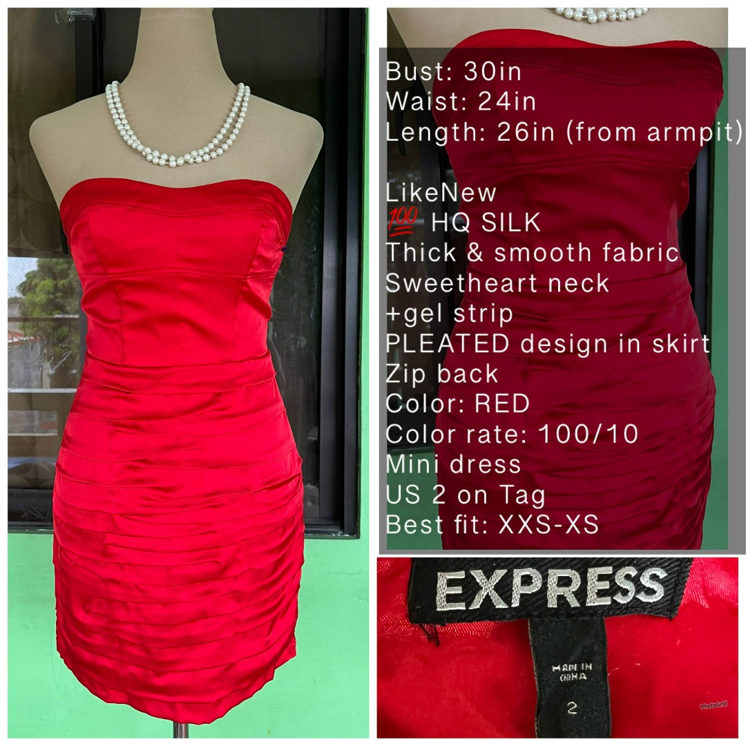 EXPRESS RED PLEATED COCKTAIL FORMAL EVENT MINI DRESS SWEETHEART NECK ...