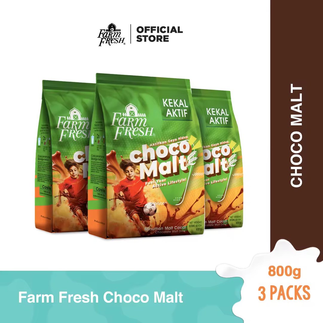 Farm Fresh choco malt 800g x3, Food & Drinks, Packaged & Instant Food on Carousell