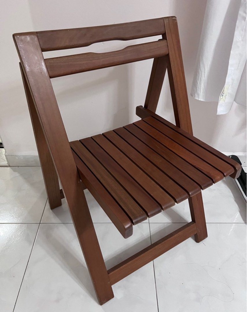 Foldable wooden chair x3, Furniture & Home Living, Furniture, Chairs on ...