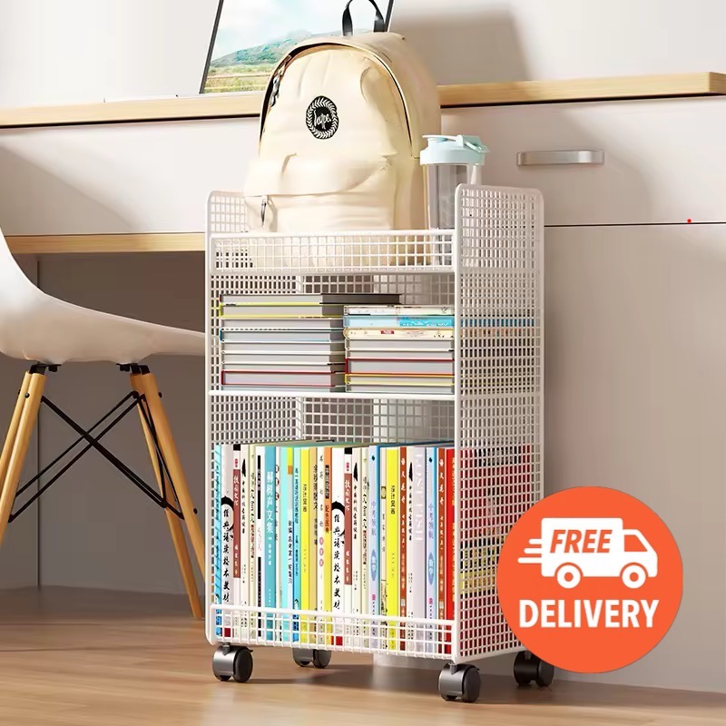 [FREE DELIVERY] Rolling Book Storage Cart | Kids Book Trolley Rack ...