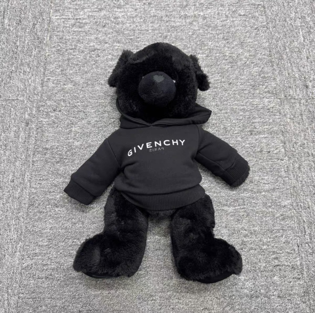 GIVENCHY Givenchy classic font logo teddy bear black/white doll plush ...