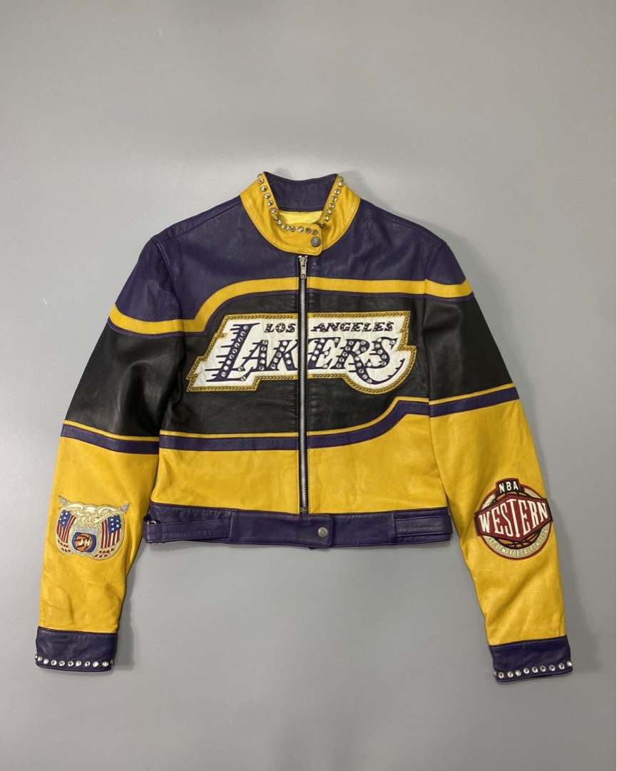 Jeff Hamilton Rare LA Lakers WC Sudded Leather Jacket, Women's Fashion ...