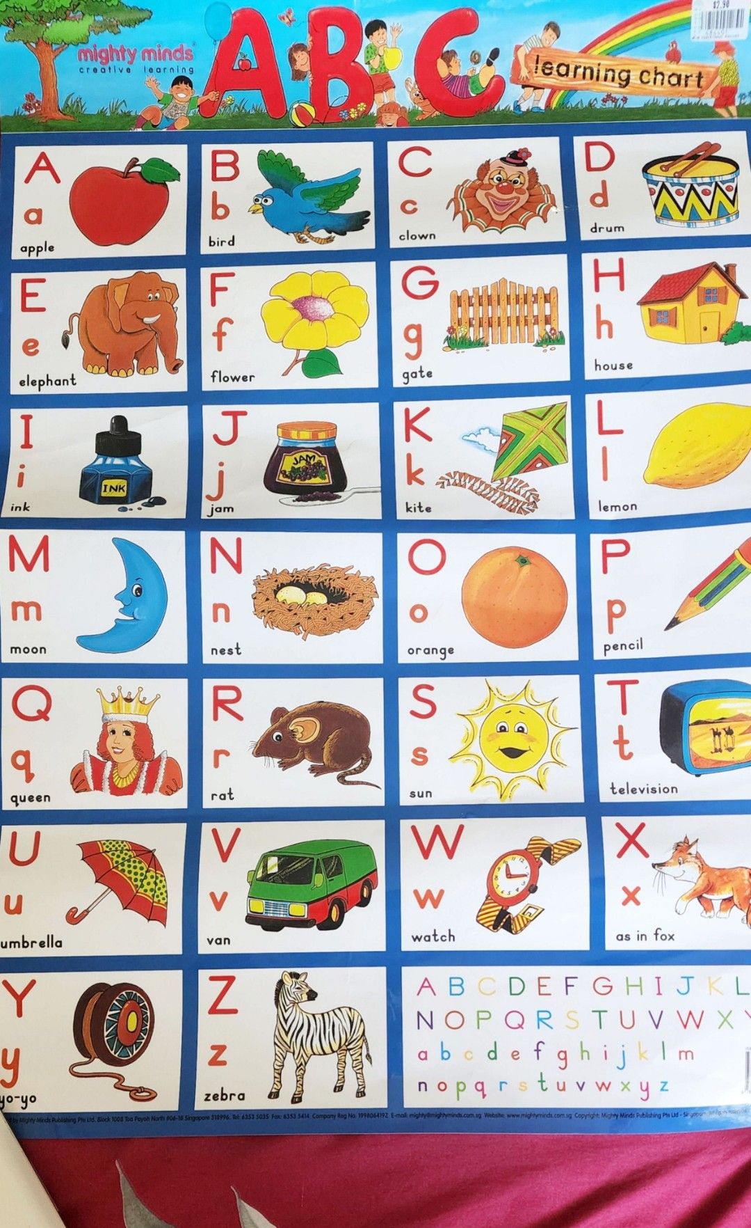Kids A-Z alphabet chart 60cm, Hobbies & Toys, Books & Magazines ...