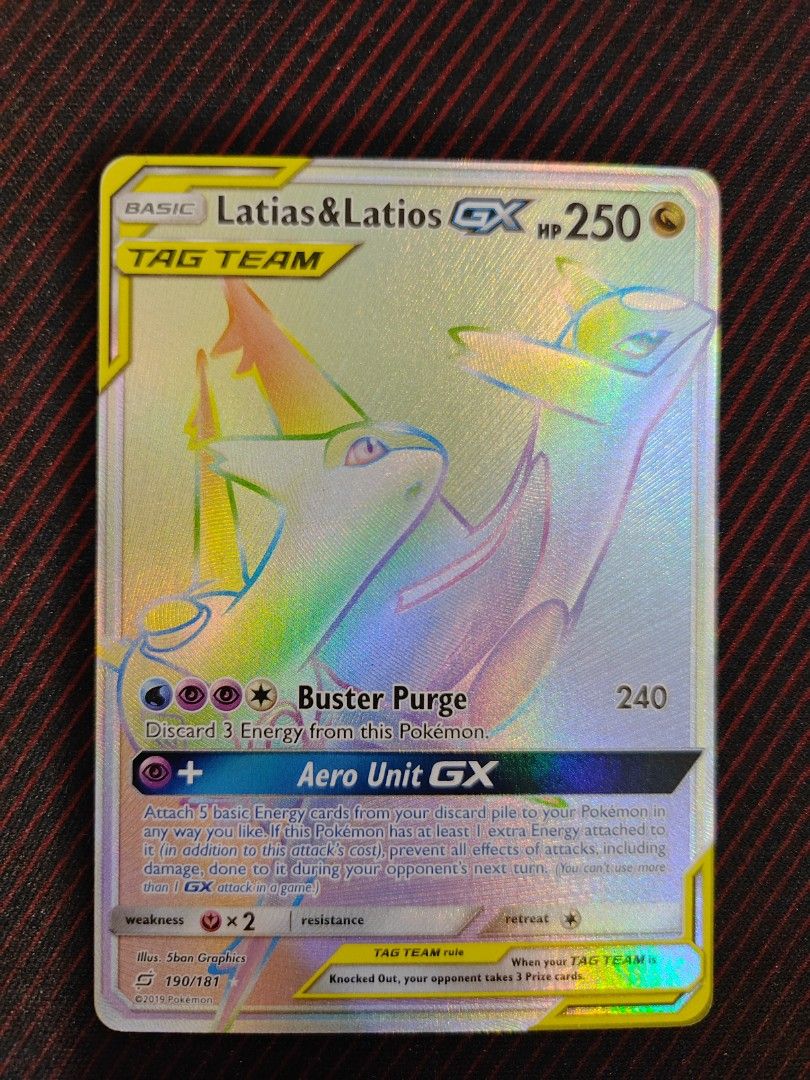 Latias & Latios GX 190/181 Secret Rare SM9 Sun & Moon Team Up Tag Team ...