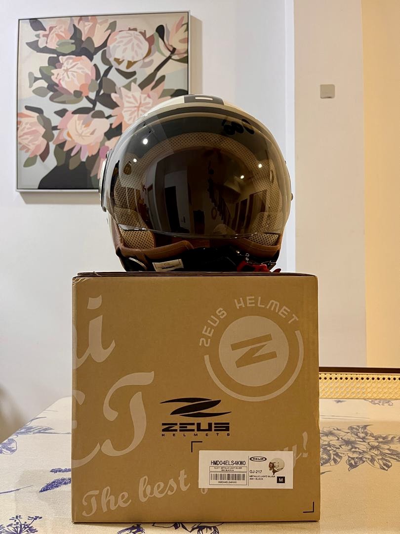 Helmet Zeus (Metallic White), Hobbies & Toys, Travel, Travel Essentials ...