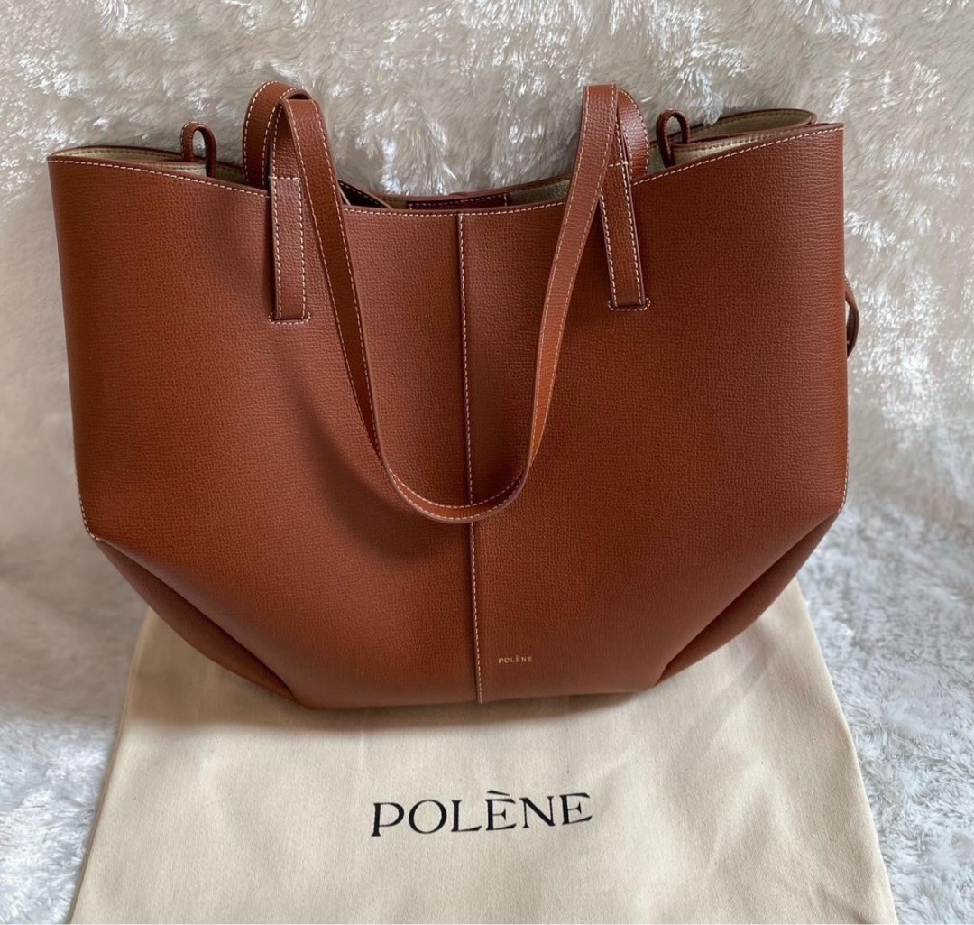 NEW polene cyme reg cognac fullset, Barang Mewah, Tas & Dompet di Carousell