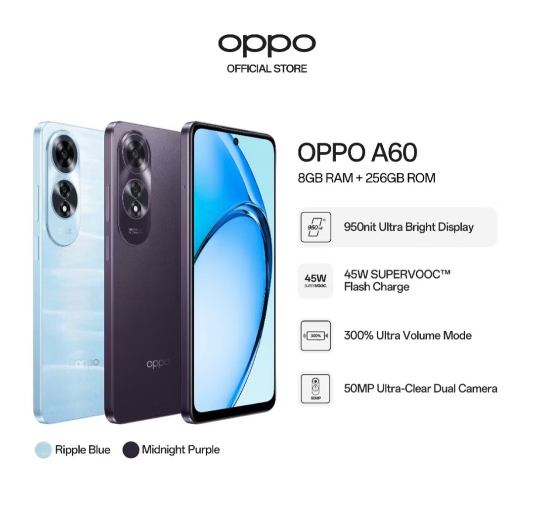 Oppo A60 Midnight Purple 256GB, Mobile Phones & Gadgets, Mobile Phones ...