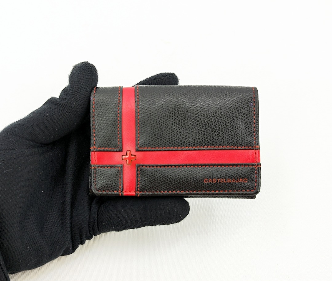 original CASTELBAJAC bi fold full leather card holder minimalist wallet ...