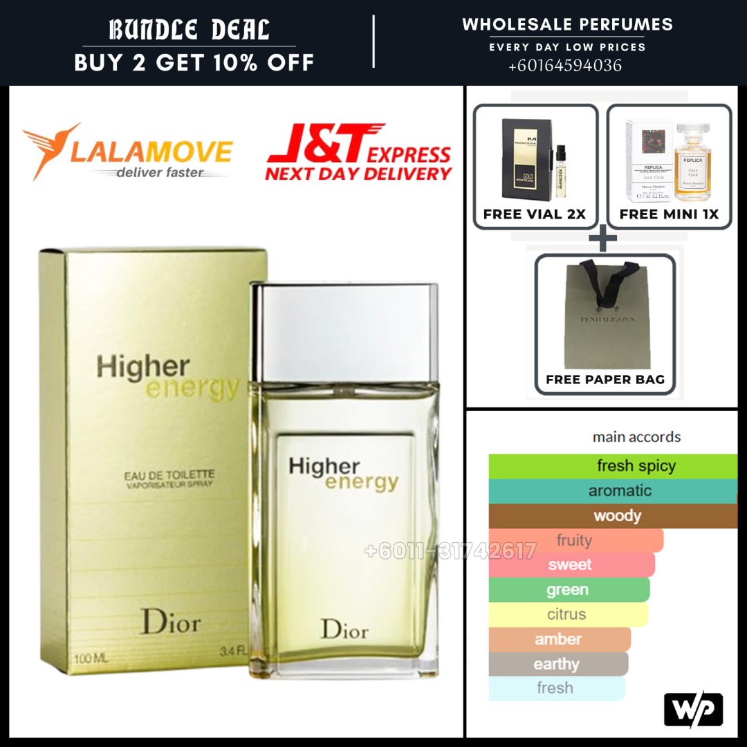 [ORIGINAL] DIOR HIGHER ENERGY EDT 100ML FOR MEN, Beauty & Personal Care ...