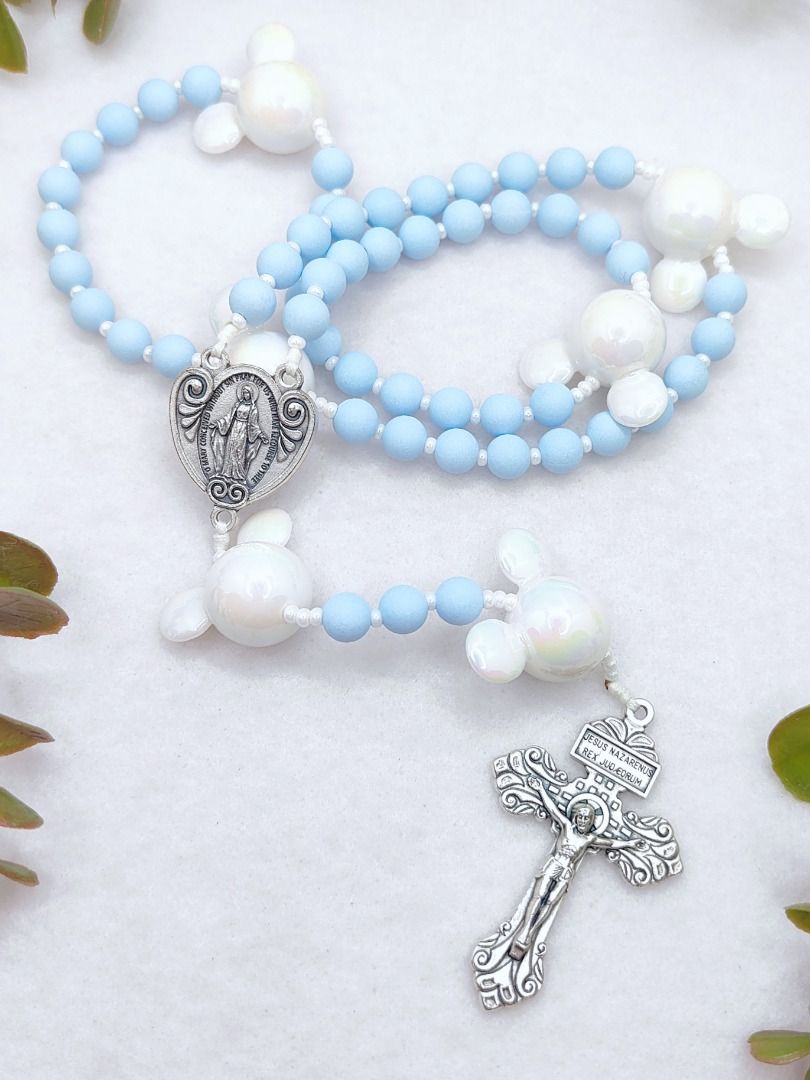 Cute Rosary, Our Lady Miraculous Medal Rosary - Blue Acrylic Beads ...