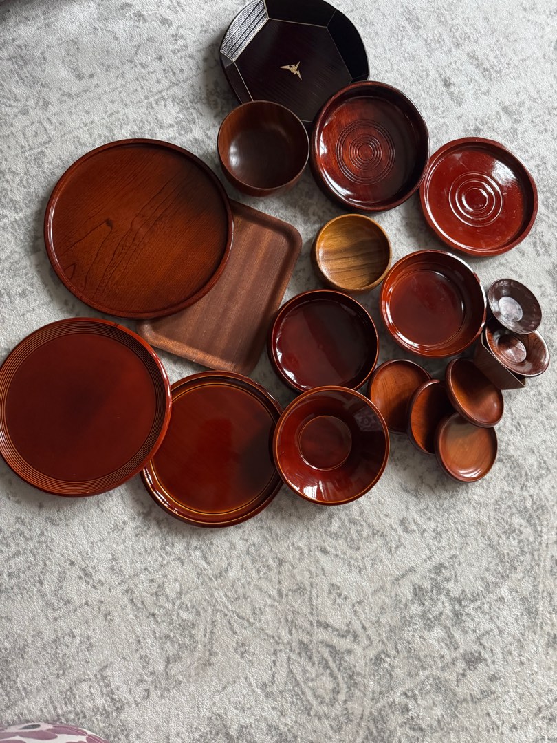 Pinggan mangkuk kayu (Wooden) dari Jepun, Furniture & Home Living ...