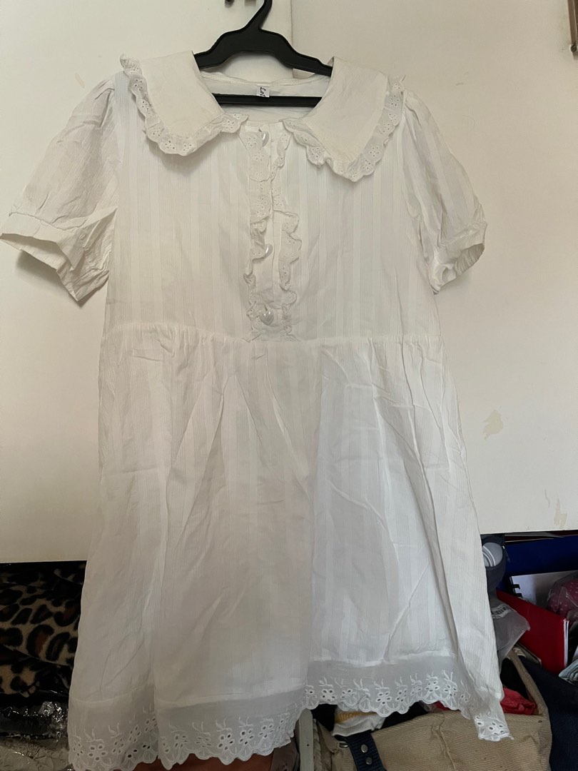 Preppy Twee Style Puff Dress With Lace, Women's Fashion, Dresses & Sets ...