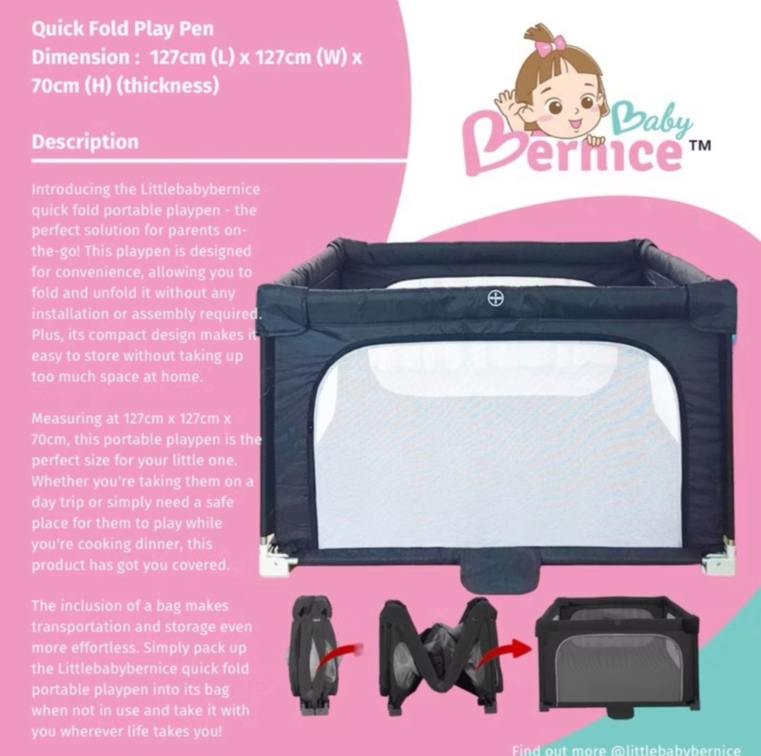 Quick fold portable Playpen, Babies & Kids, Baby Nursery & Kids ...