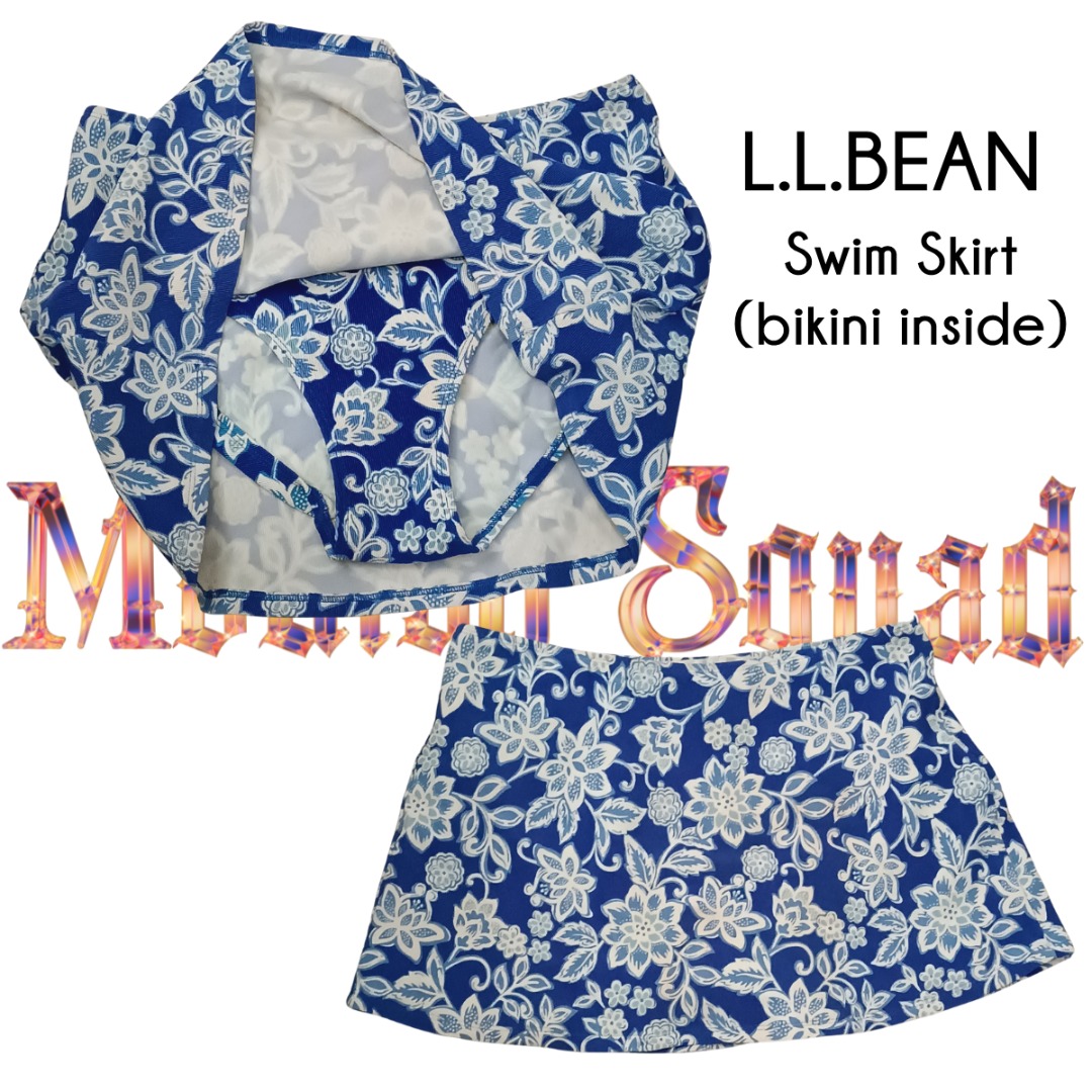 SOLD NA PO FOR SHIPPING SALE COD L.L.BEAN Swim Skirt Bikini Inside Blue ...