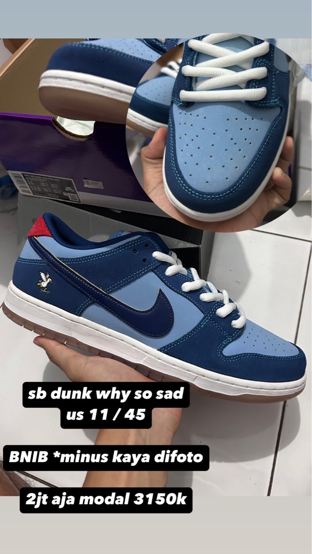 sb dunk why so sad, Fesyen Pria, Sepatu , Sneakers di Carousell