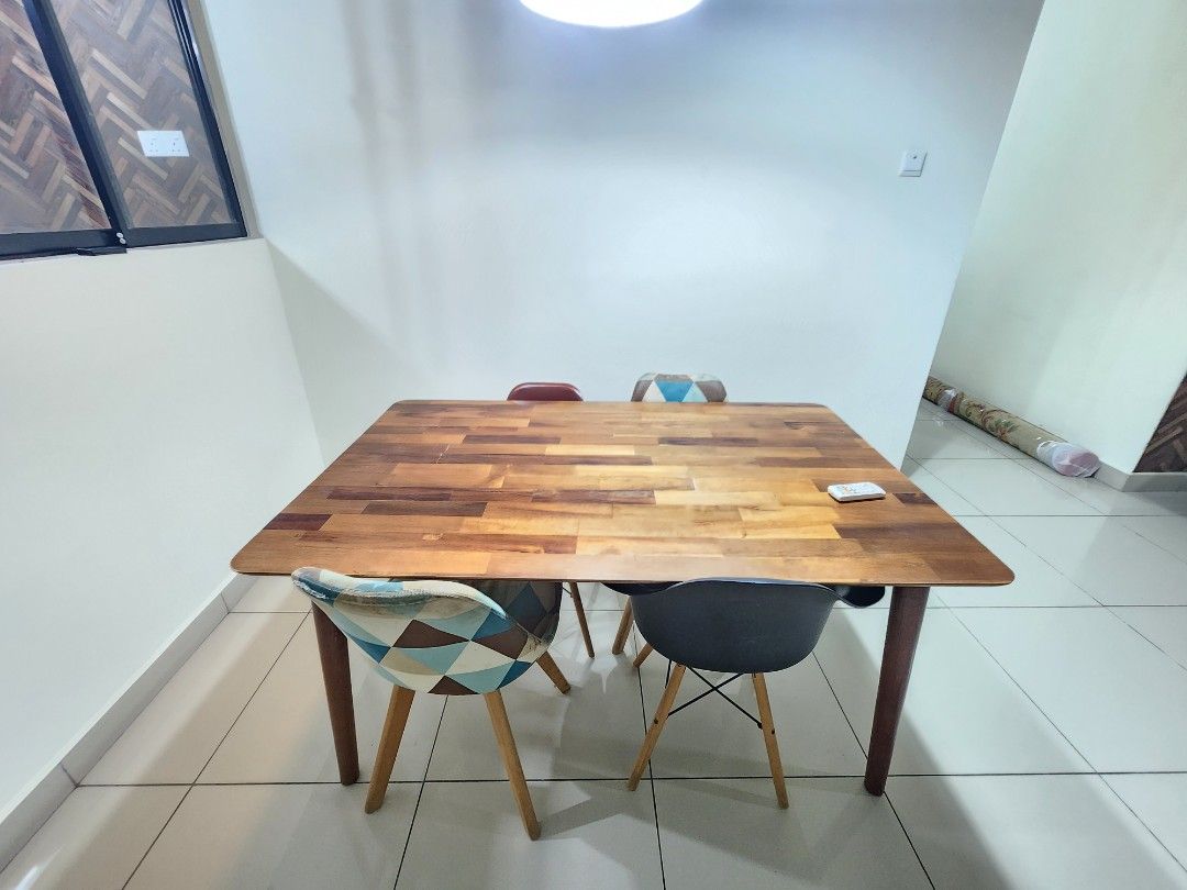Set Meja Makan Kayu Original, Furniture & Home Living, Furniture ...