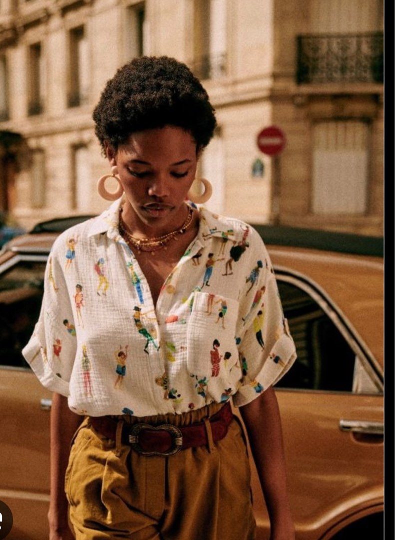 Sezane Chemise Laurine x G.Kero Many People Print, Women's Fashion ...