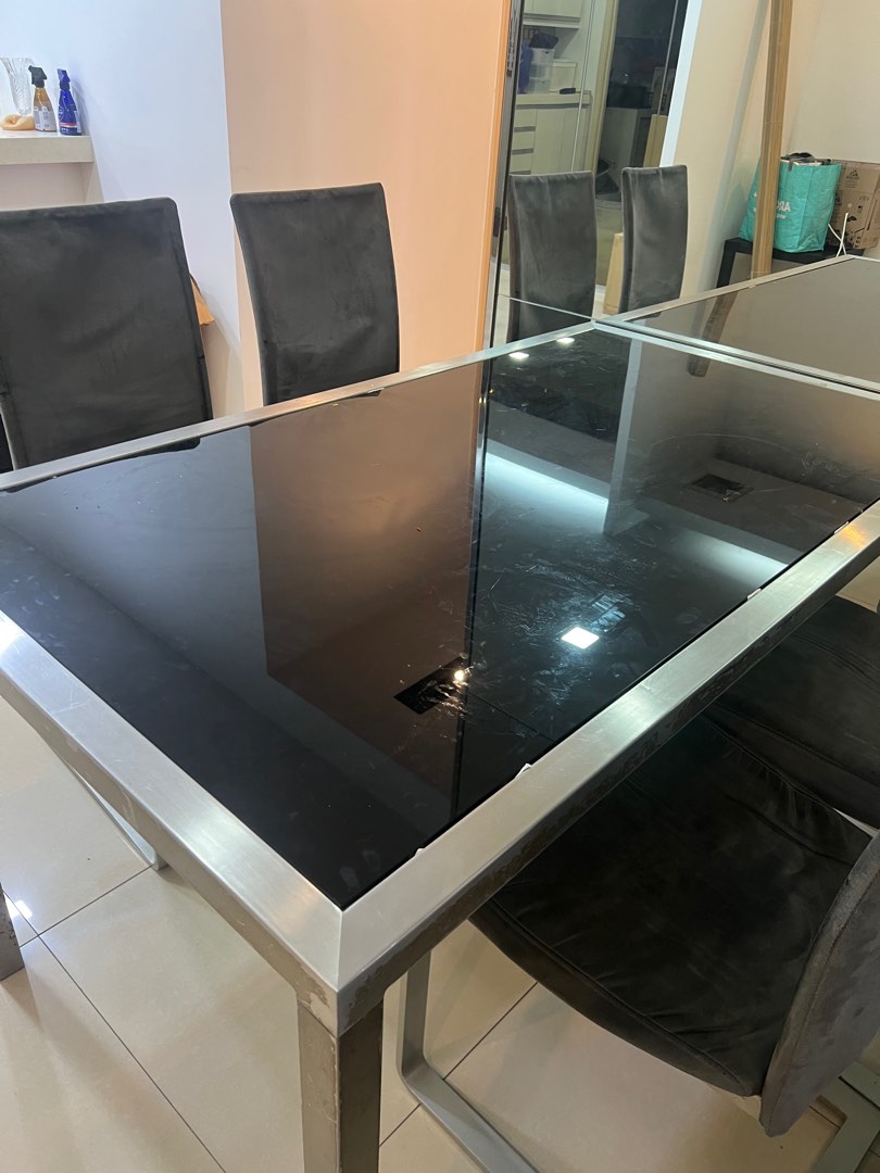 Sofa Besar (L-Shaped) + Dining Table 4 Pax, Furniture & Home Living ...
