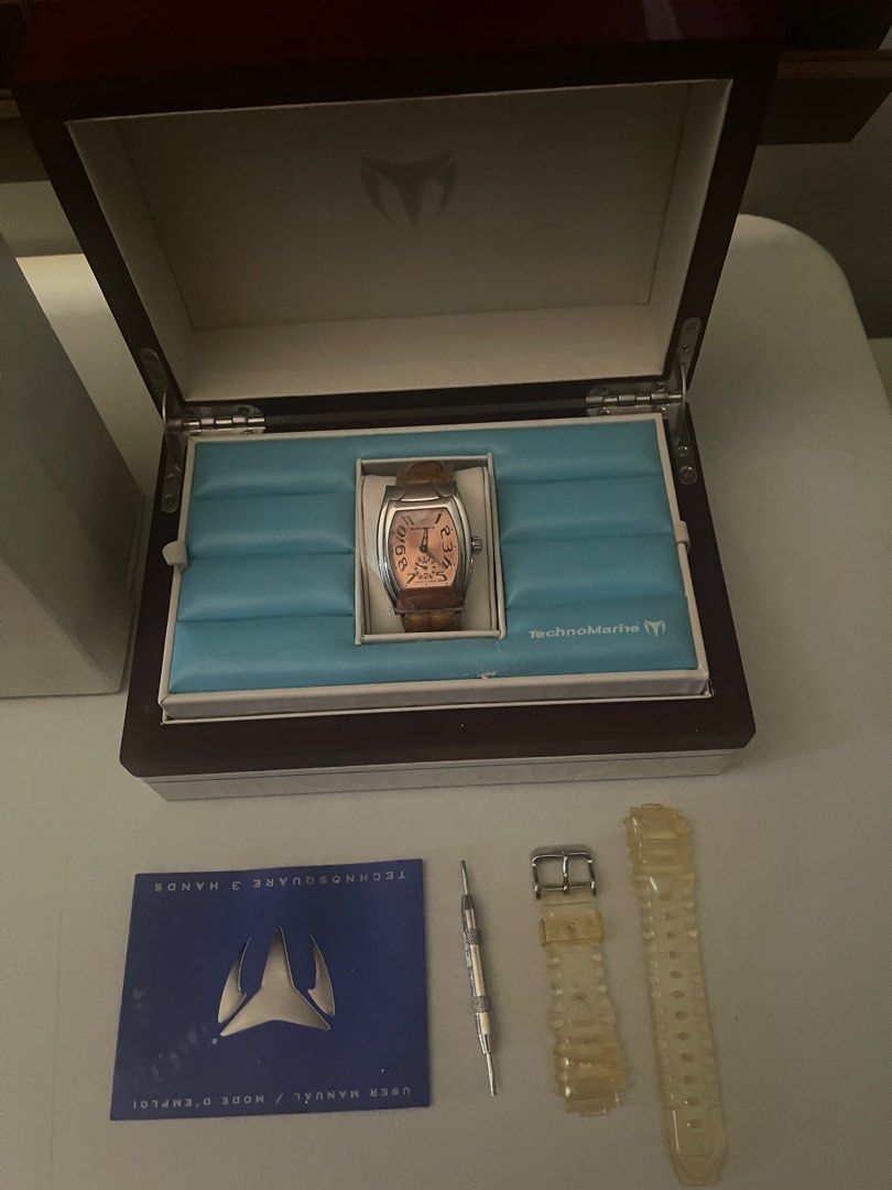 TechnoMarine TS3-4567 Sapphire Crystal Watch (Salmon face with leather strap), Luxury, Watches ...