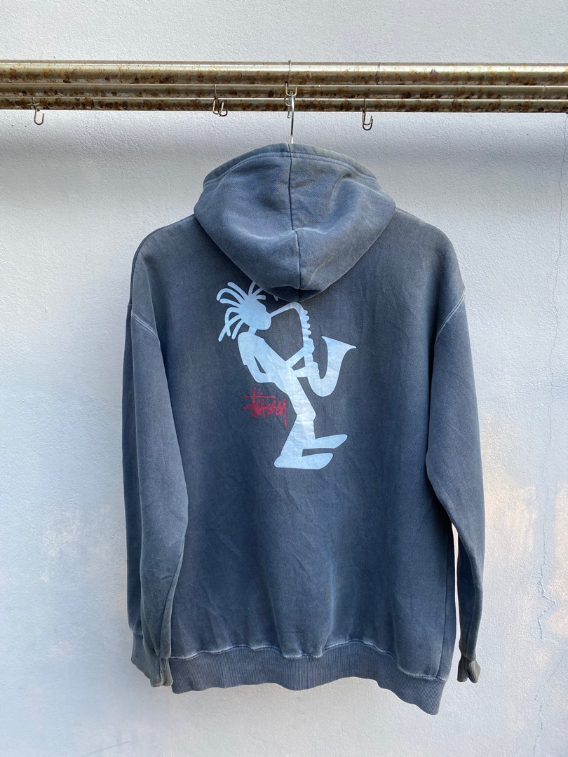Vintage 90s Stussy Stickman Saxophone Hoodie, Men's Fashion, Coats ...