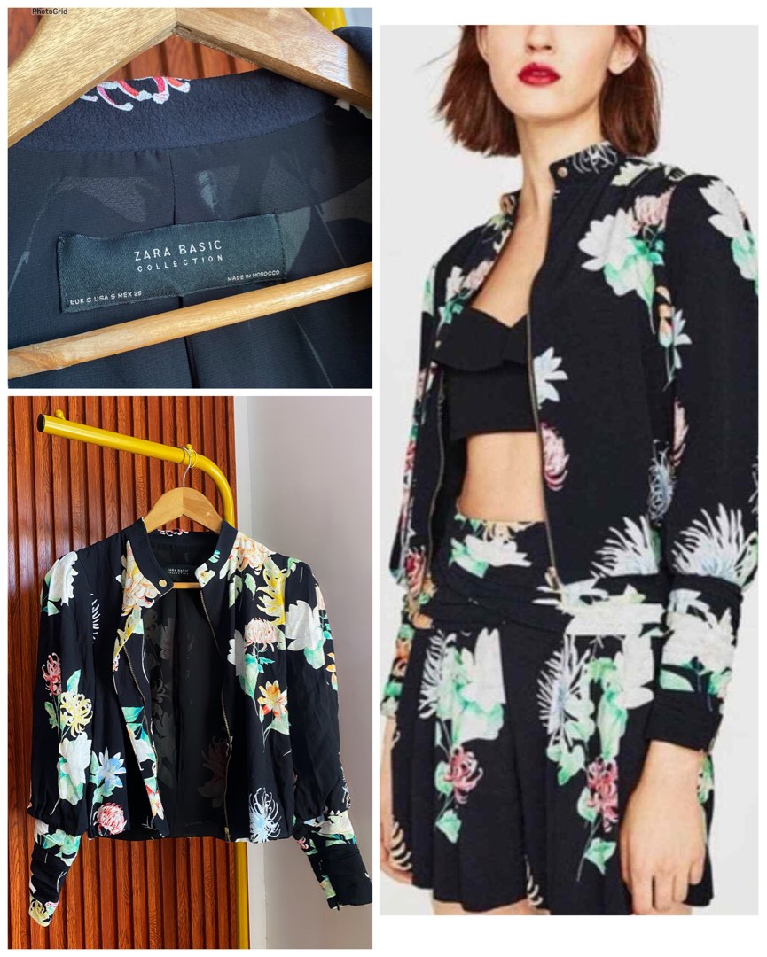 ZARA Floral Jacket, Women's Fashion, Coats, Jackets and Outerwear on Carousell