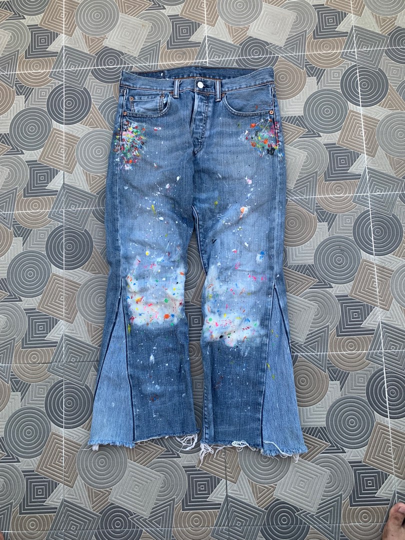 1 OF 1 LEVIS 501 CUSTOM FLARED BAGGY JEANS, Men's Fashion, Bottoms ...