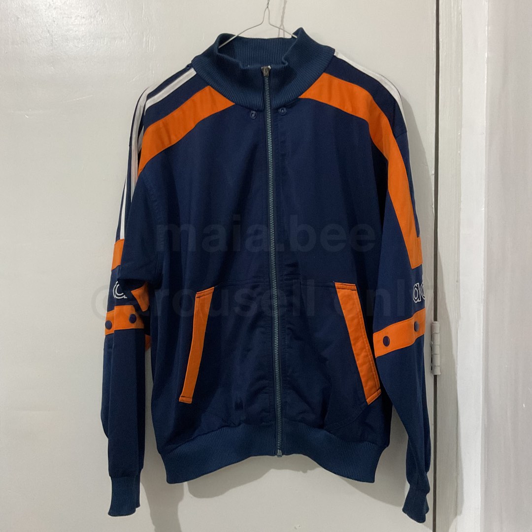 adidas vintage dark blue & orange track jacket, Women's Fashion, Coats ...