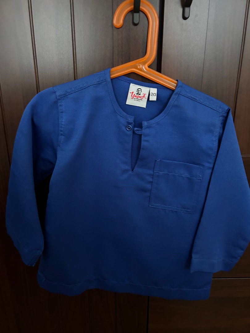 Baju Melayu Biru, Babies & Kids, Babies & Kids Fashion on Carousell