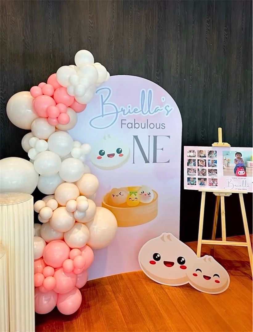 Bao dumpling and bun themed party backdrop for 100days birthdays and ...