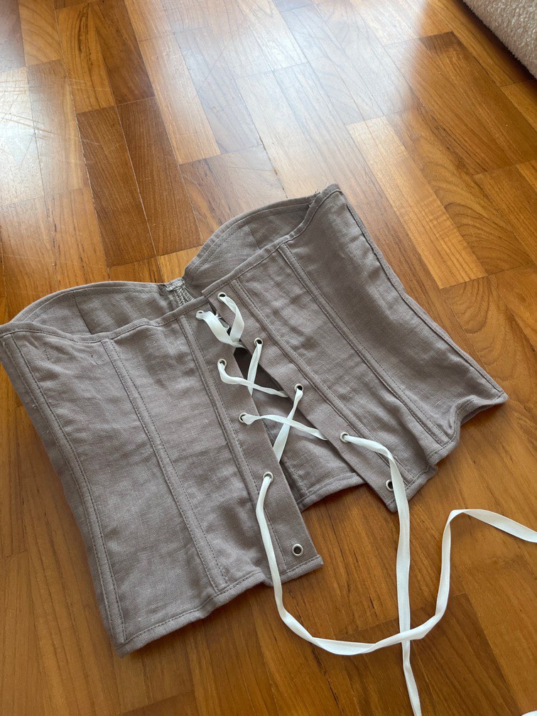 Bussaba Corset Top in Brown/Taupe, Women's Fashion, Tops, Sleeveless on ...