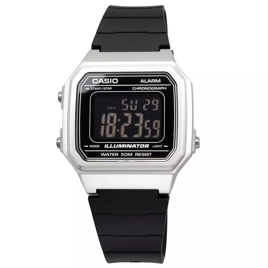 [Chrono Hustle] Casio W-217H Negative Display Black Band Digital Unisex ...