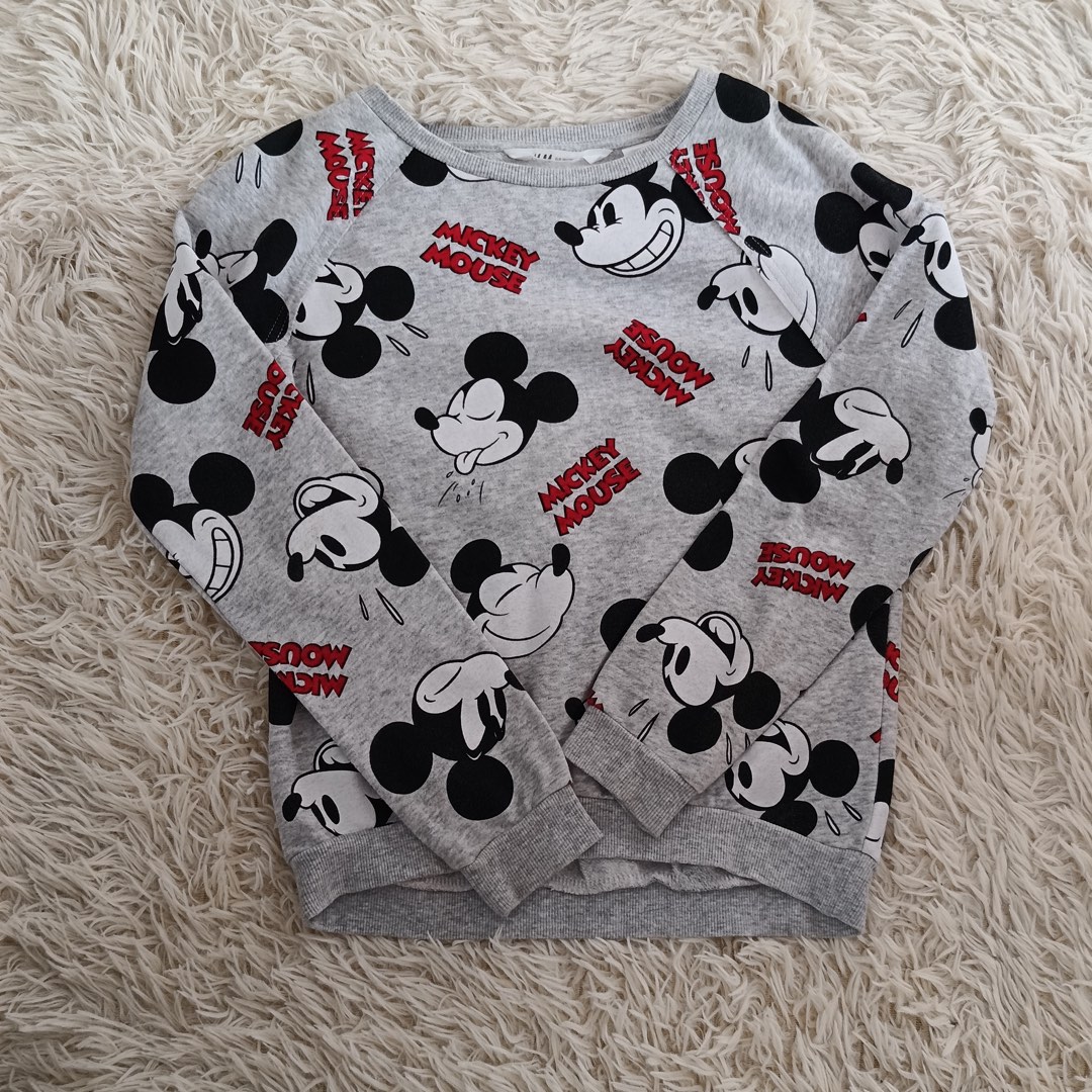Disney H&M mickey mouse grey sweater, Babies & Kids, Babies & Kids ...