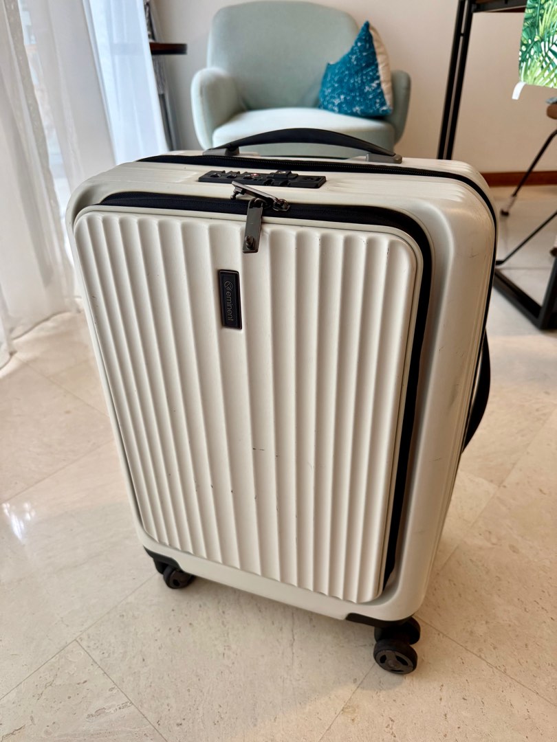 Eminent white cabin carry on luggage case with front pocket for laptop ...