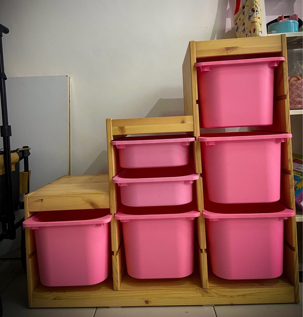 Ikea Trofast pink (rak mainan kanak-kanak), Furniture & Home Living ...