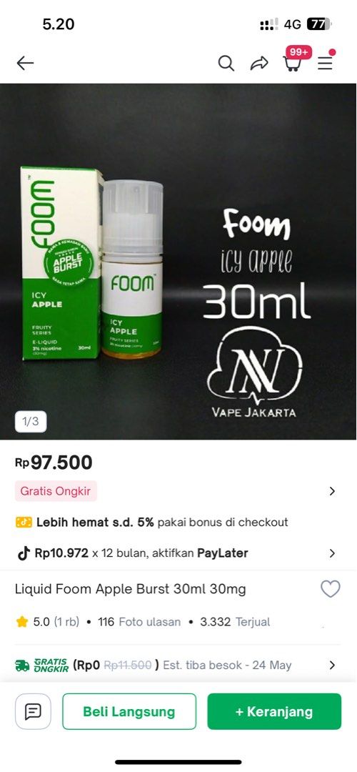 Liquid Foom Apple Burst (Icy Apple), Elektronik, Lainnya di Carousell