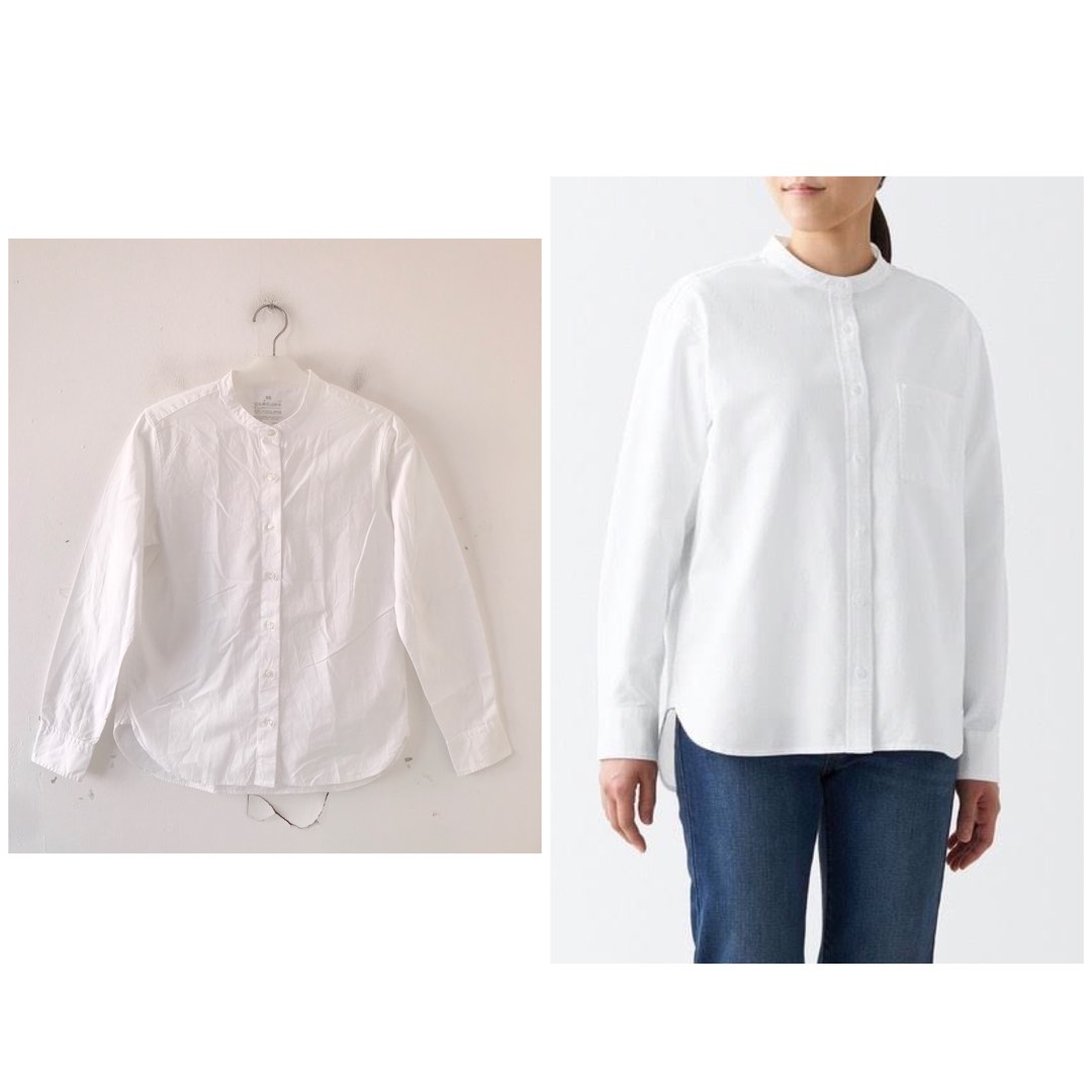 MUJI Kemeja Cutton Organic Long Sleeve in White XS-S, Fesyen Wanita ...