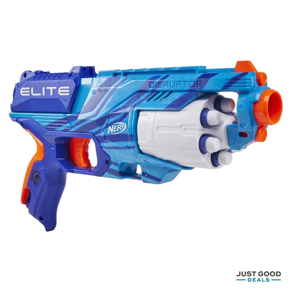 Nerf Elite Disruptor Blaster - 6-Dart Rotating Drum, 6 Official Nerf Elite Darts, Slam Fire ...
