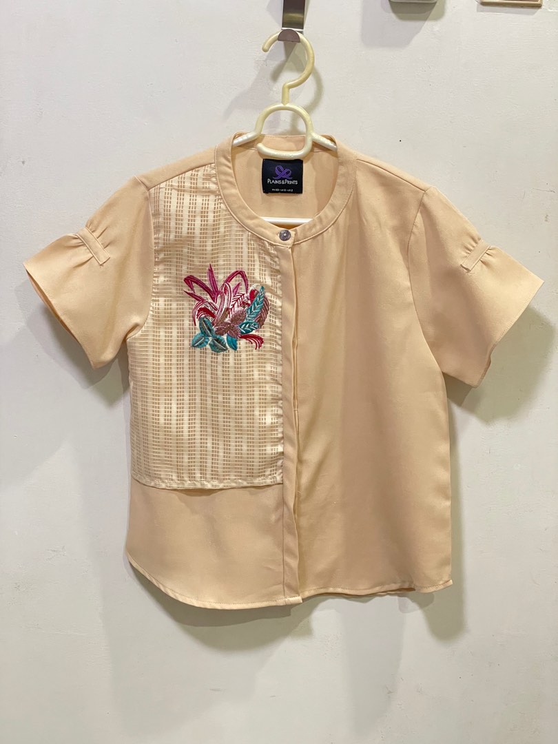 Plains and Prints Modern Filipiniana Style Top, Women's Fashion, Tops ...