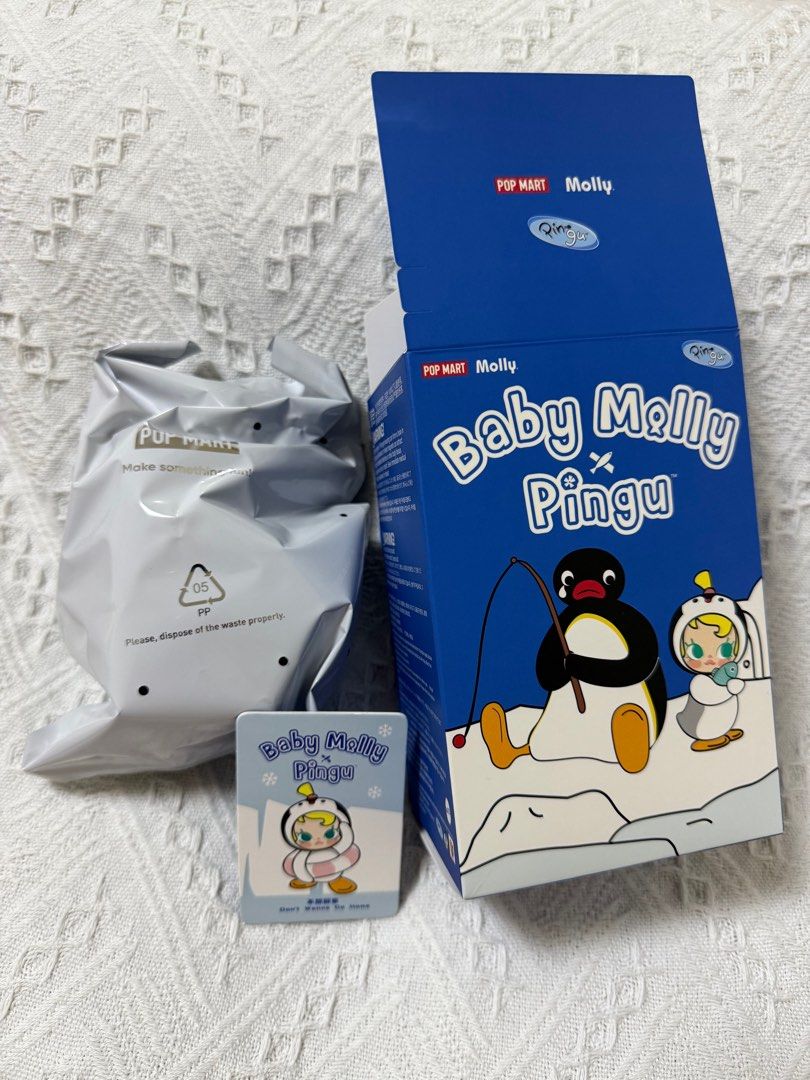 POP MART Baby Molly × Pingu Happy Fishing Series-Vinyl Plush Pendant ...