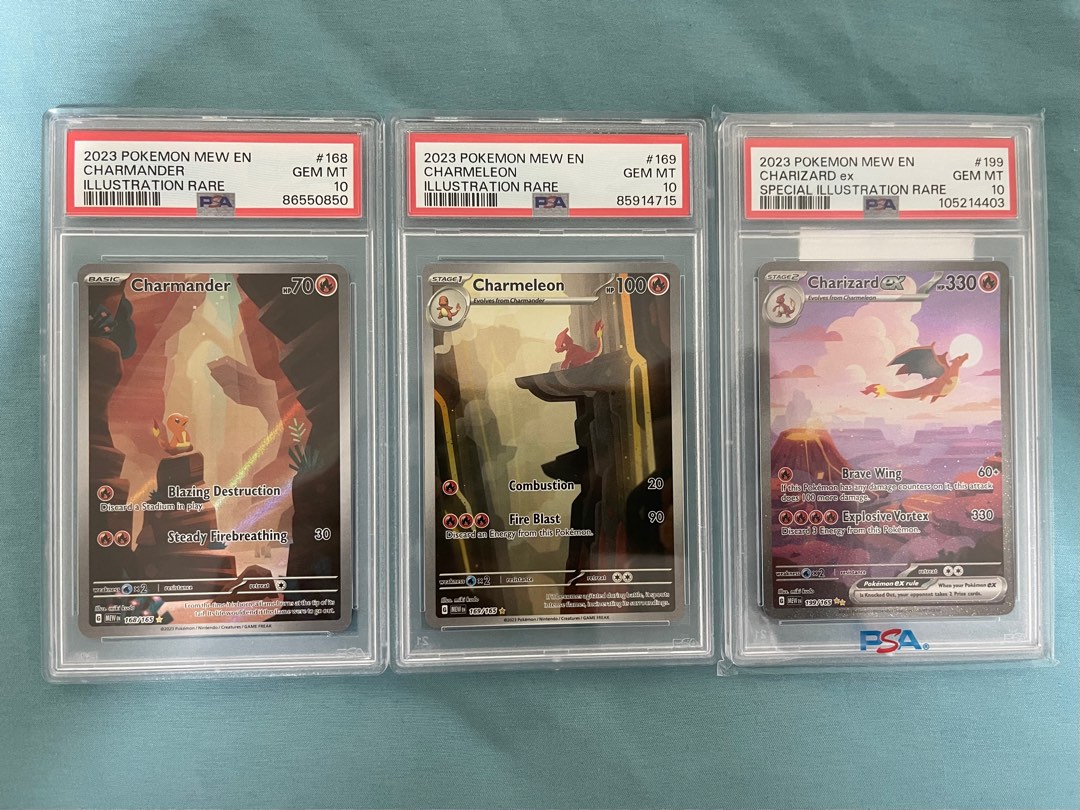 [PSA 10] Charmander IR #168, Charmeleon IR #169, Charizard ex SIR #199 ...