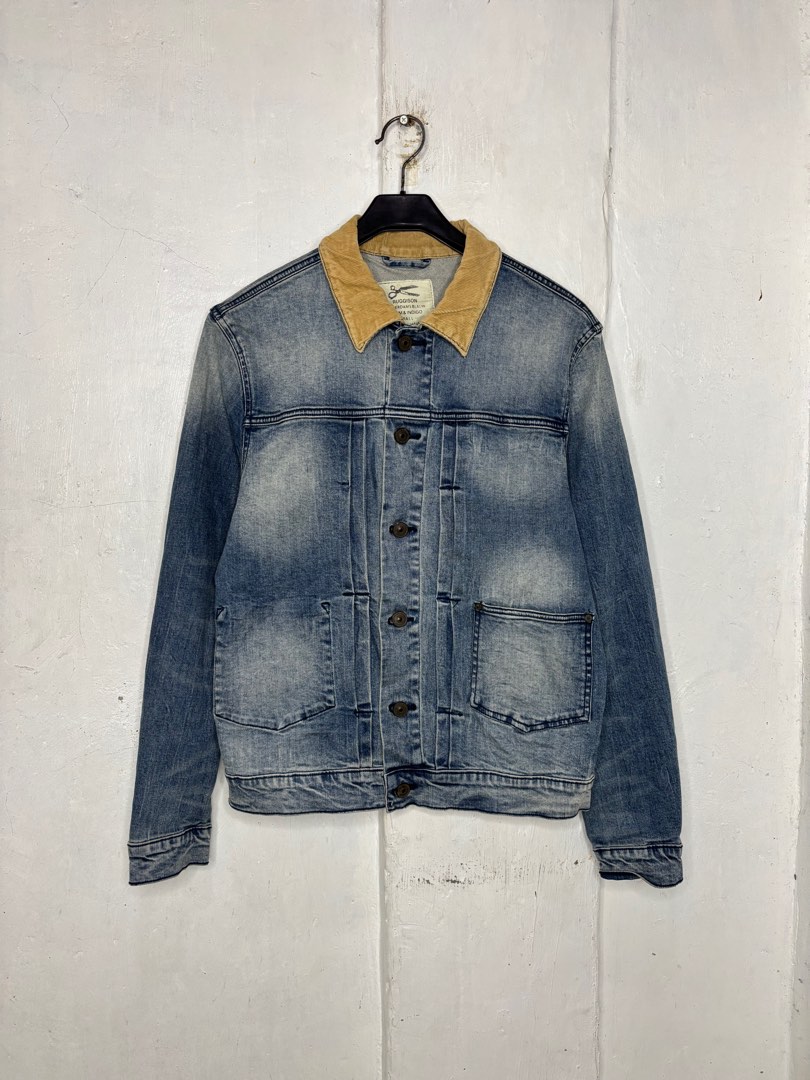 Red Ruggison Lab Japan Pleated Denim Trucker Jacket, Men's Fashion ...