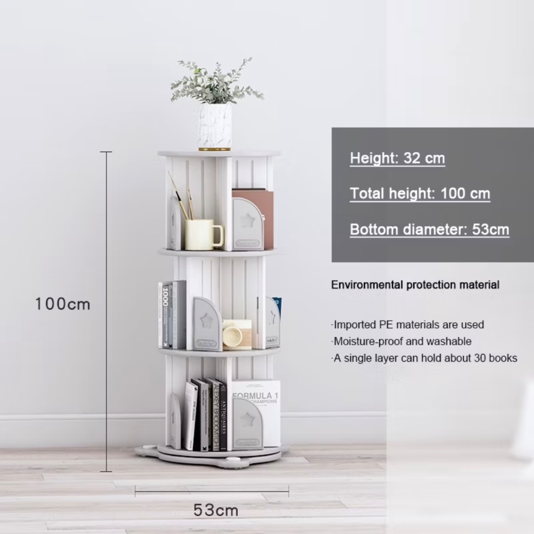 Rotatable Book Storage Shelf | Space-Saving Book Organizer | Vertical ...