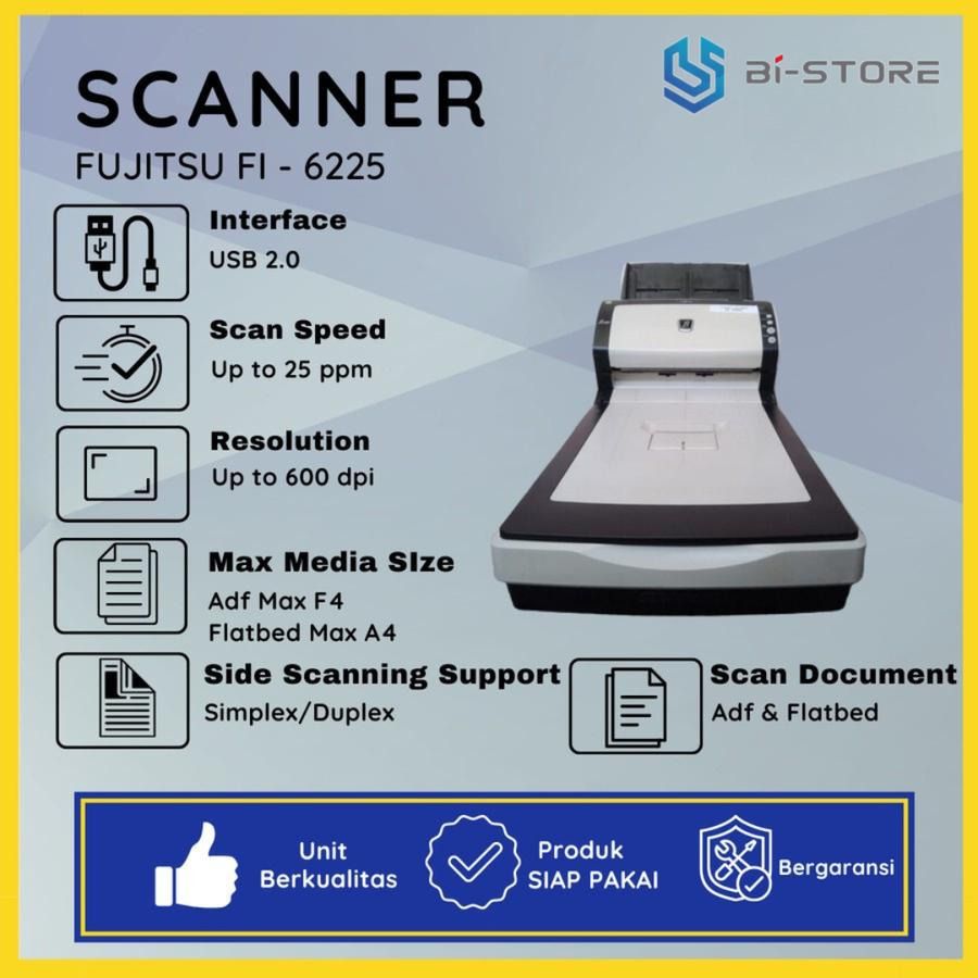 Scanner Folio Fujitsu Fi-6225 Bisa Scan Kertas Ukuran F4 Atau Legal ...