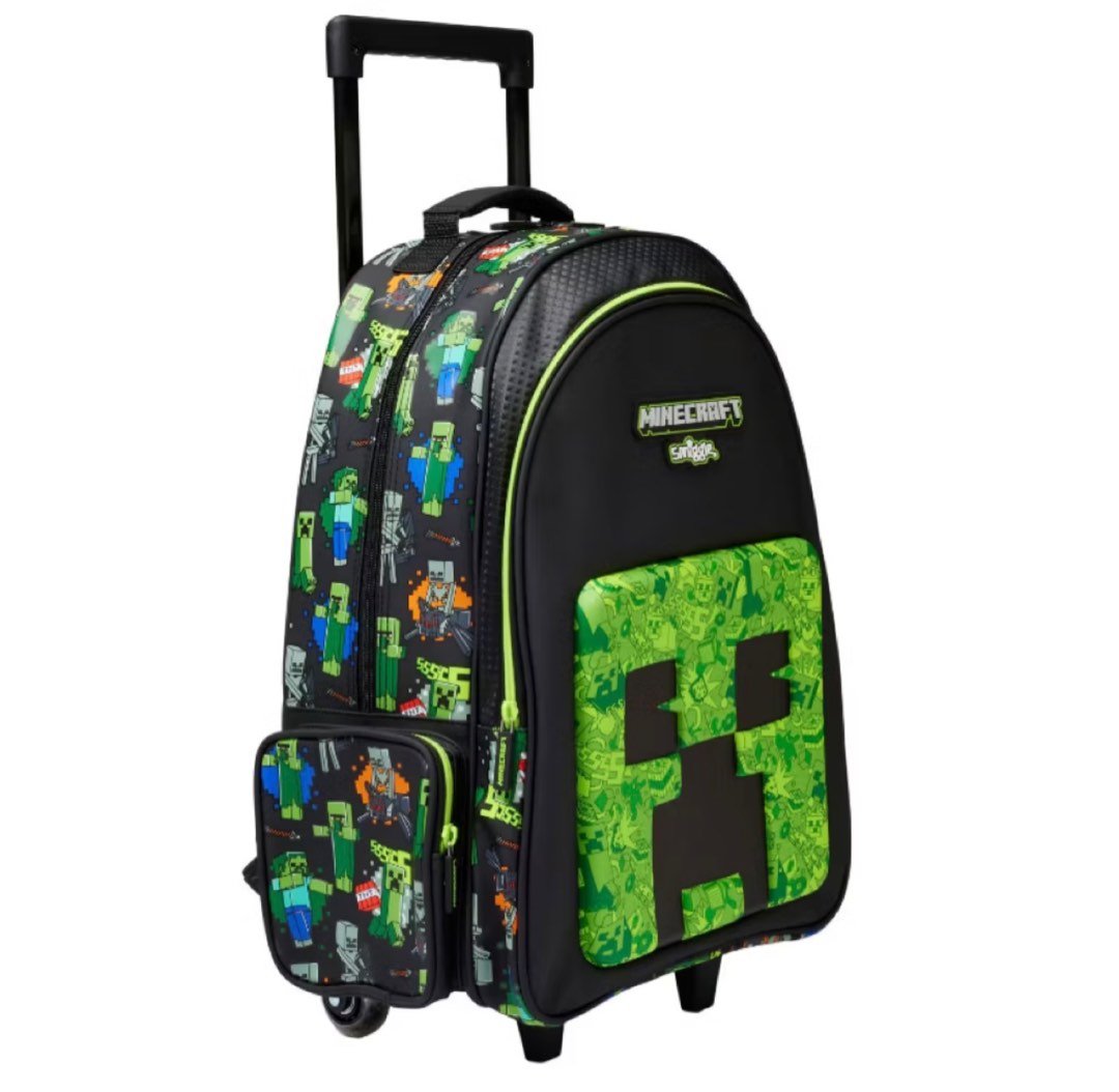Smiggle Minecrafr Trolley Backpack with Light Up Wheels, Babies & Kids ...